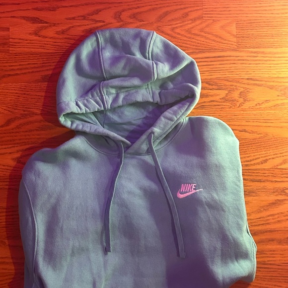 Nike | Tops | Nike Teal Hoodie With Pink Logo | Poshmark